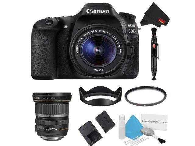 Canon EOS 80D DSLR Camera with 18-55mm Lens Basic Bundle + 10-22mm Lens ...