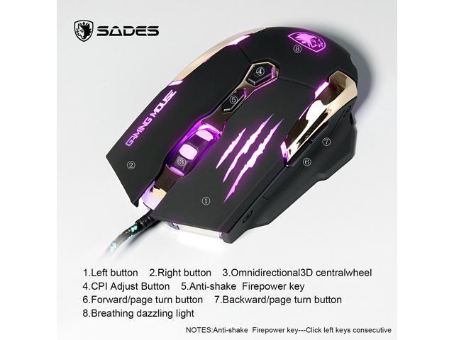 SADES Q6 Gaming mice USB mouse 7 Buttons, 3500 DPI, 4 Optical LED Metal ...