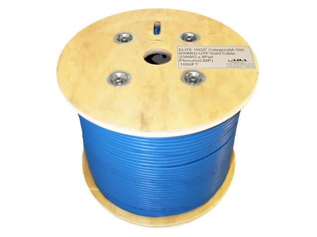 Elite Cat6a Plenum (CMP), 1000ft, 650MHz, 23AWG, U/UTP, Solid Pure Copper, 10Gb, UL Certified ...