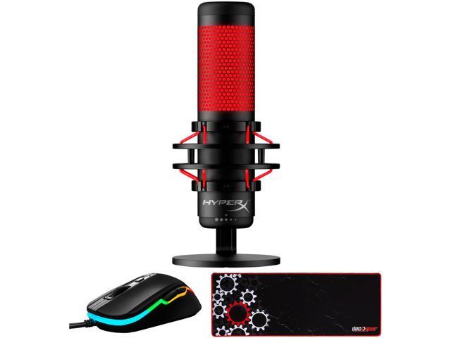 HyperX QuadCast Electret USB Condenser Microphone, Black/Red w/ Gaming ...