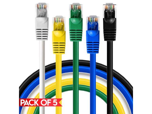 Cmple - [5 PACK] 3 Feet Cat5e Cable, Ethernet Patch Cord with RJ45 ...