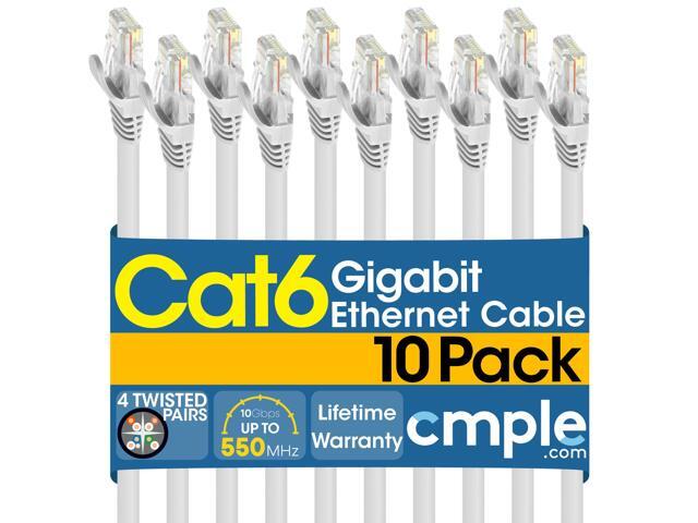 Cmple - [10 PACK] 3 Feet Cat6 Ethernet Cable, 10Gbps - 550Mhz Patch ...