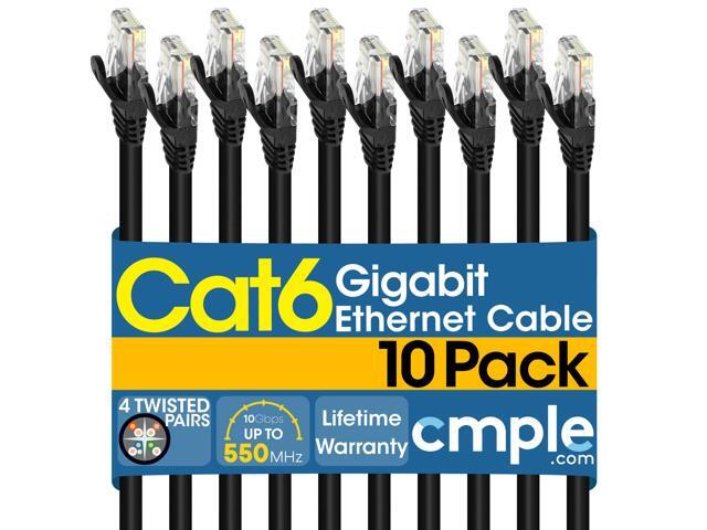 Cmple - [10 PACK] 3 Feet Cat6 Ethernet Cable, 10Gbps - 550Mhz Patch ...