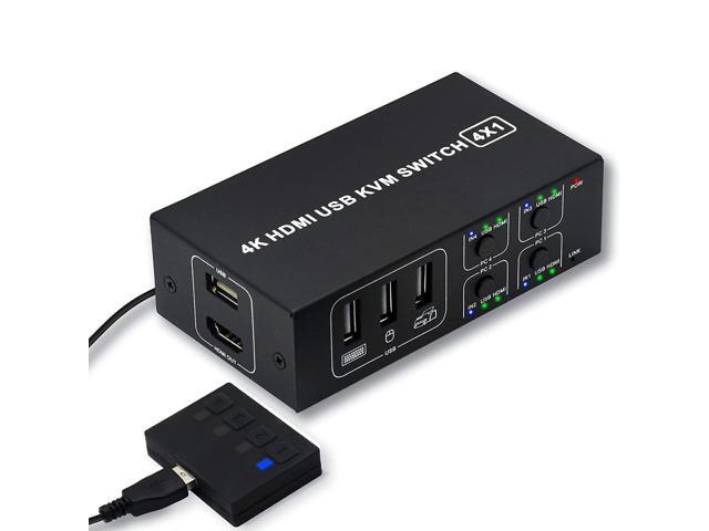4x1 HDMI KVM Switch 4 Port,USB Switch 4 Computers Share with 1 Monitor ...