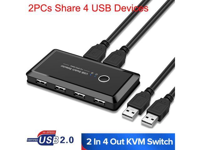 USB Switch Selector, KVM Switcher for 2 PC Sharing 4 USB2.0 Devices, One-Button Swapping for ...