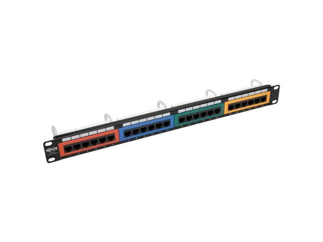 Tripp Lite 24-Port Cat6 Patch Panel, 110-Type Color-Coded, 1U Rack ...