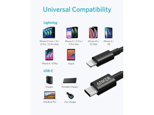 Anker iPhone 12 Charger Cable, New Nylon USB-C to Lightning Charging ...