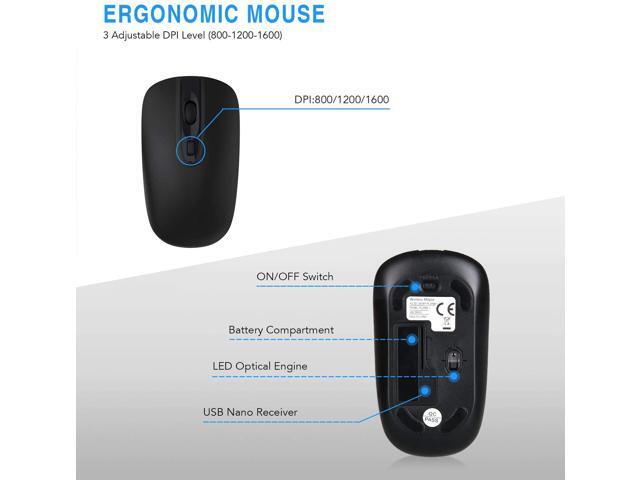 Wireless Keyboard and Mouse, Vssoplor 2.4GHz Compact Quiet Full-Size ...