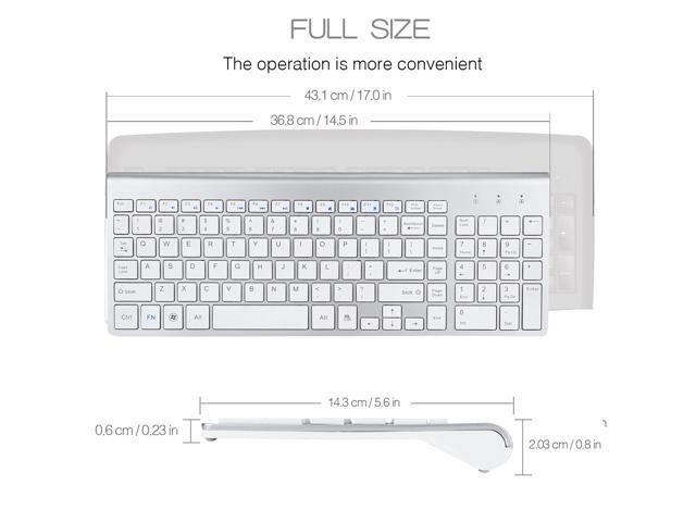 Wireless Keyboard Mouse Combo, Compact Full Size Wireless Keyboard and ...