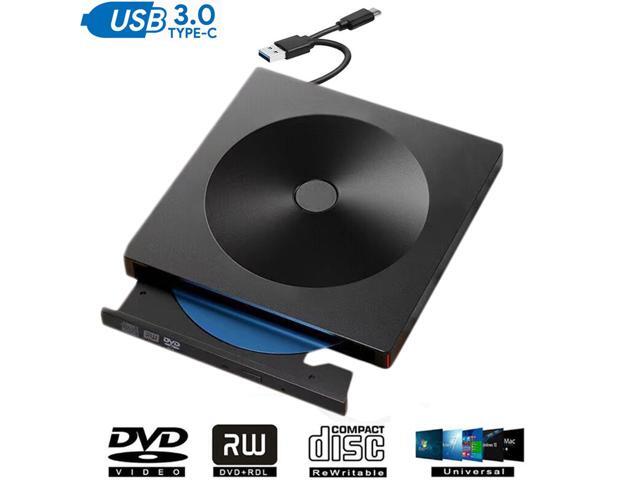 LUOM External CD DVD Optical Drive Type C Dual Port DVD Burner CD DVD ...