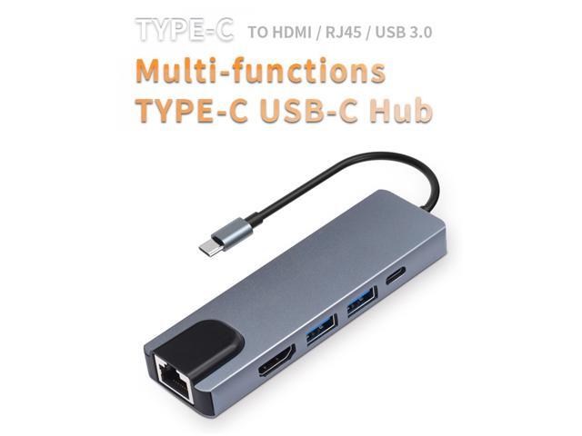 USB C Hub, 5-in-1 USB C Adapter with 4K HDMI, 1Gbps RJ45 Ethernet Port ...