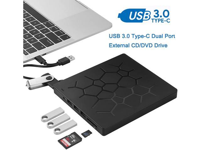 LUOM External CD DVD Drive USB 3.0 Type-C Portable CD/DVD ROM Drive ...