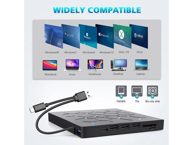 Multifunct External DVD Drive with 4 USB Ports and 2 SD Card Slots, USB ...
