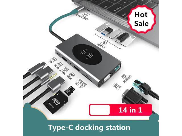 USB C to HDMI Multiport Adapter 4k, 14 in 1 USB C Dongle with 100W ...