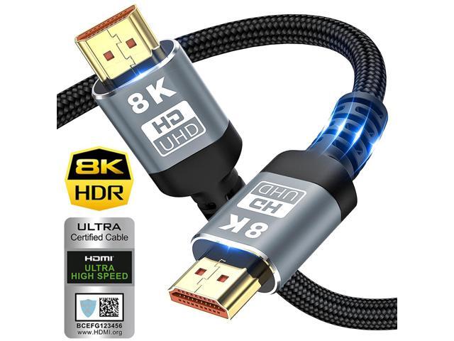 8K HDMI 2.1 Cable 10FT, 48Gbps Ultra HD Lead High Speed Cord Connector ...