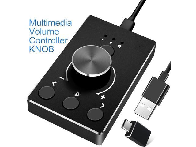USB Multimedia Controller Knob with One-Click Mute Function and 3 Volume Control Modes Audio ...