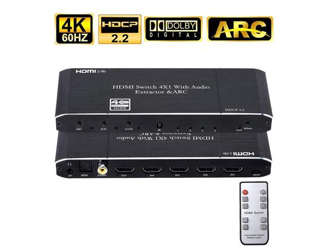 HDMI Switch 4x1 with Audio Extractor, 4K@60Hz Ultra HD HDMI Switcher ...