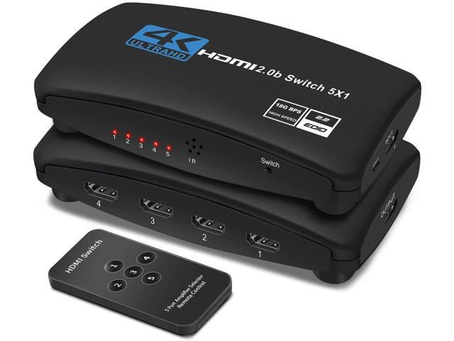 HDMI 2.0 Switcher 5 in 1 out 4K/60Hz HDMI Splitter for XBOX 360 PS4 ...