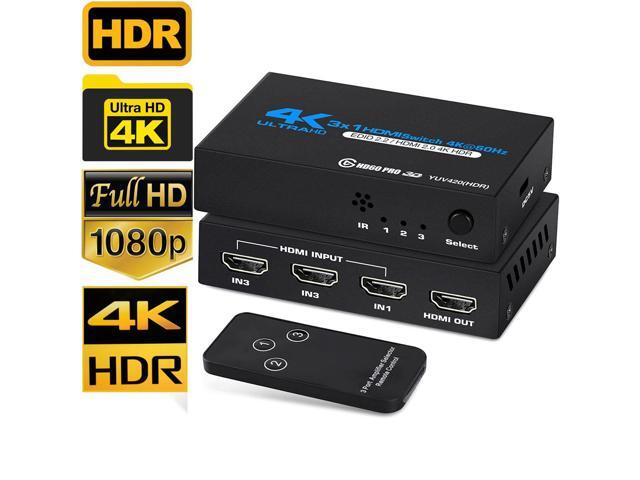 HDMI Switch 3 Ports (3 x 1) 4K 60Hz HDMI 2.0 Switcher with IR Remote ...