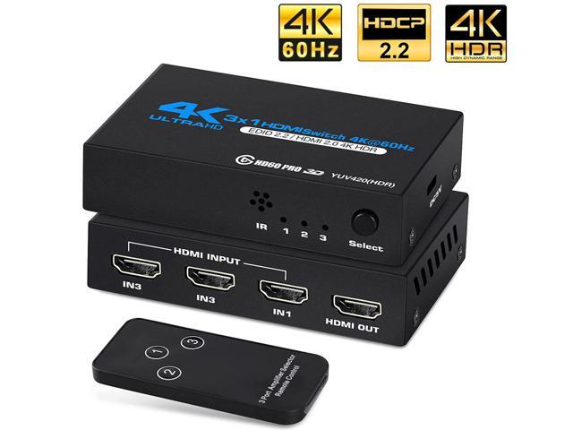 HDMI Switch 4k@60HZ HDMI Splitter 3 in 1 Out HDMI Switcher Selector ...