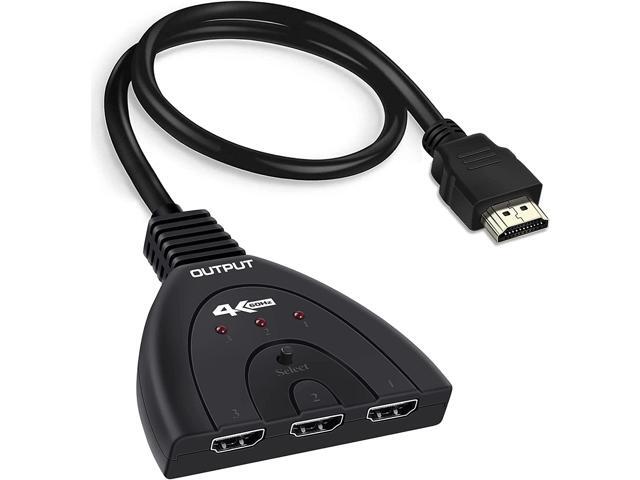 3-Port HDMI Switch 4K@60Hz, 3x1 Switcher (Automatic Switching) Support ...