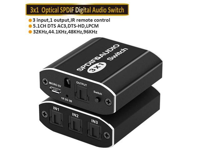 3X1 Optical Switcher Splitter, Optical Audio Splitter 3 in 1 Out ...