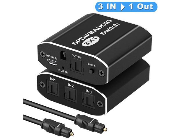 3 Port Toslink Switcher with IR Remote/Optical Cable (3 In 1 Out ...