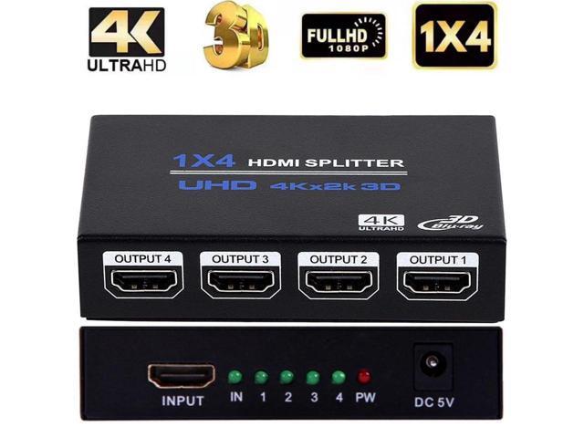 HDMI Splitter 1 in 4 Out 4K,LUOM 4 Port HDMI Splitter Powered Video ...