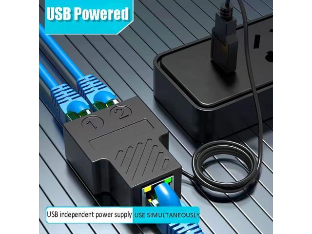 RJ45 Splitter Adapter with USB Power Cable, Ethernet Cable Splitter ...