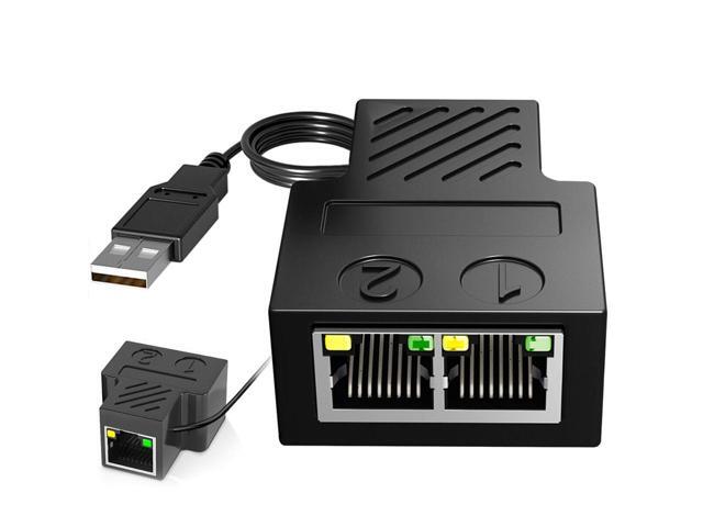 RJ45 Ethernet 1 to 2 Splitter Connectors Splitter Adapter with USB ...