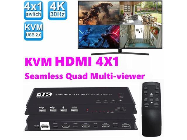 HDMI Multiviewer Switch 4x1, HDMI Quad Seamless Switcher/Screen Divider ...