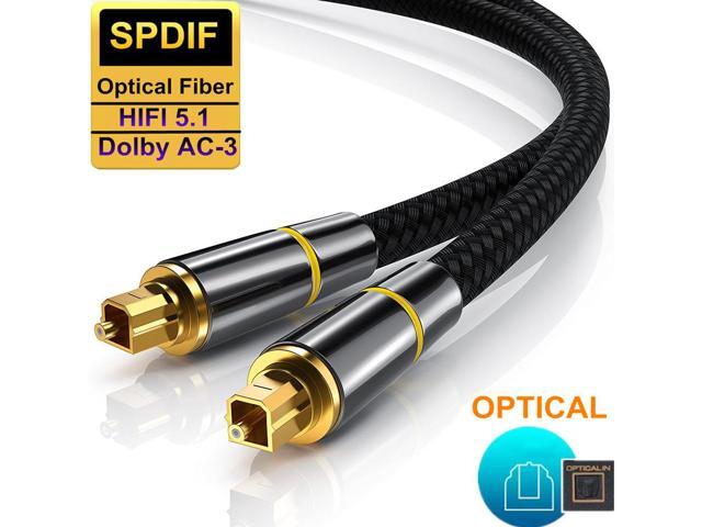 LUOM Optical Digital Audio Cable 16ft Fiber Optical Audio Cable Toslink ...