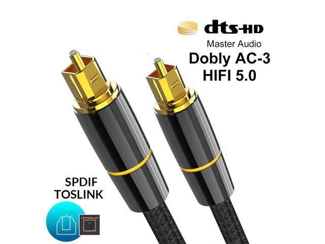 50FT Digital Optical Audio Cable Nylon Braided Fiber,LUOM Slim Metal ...