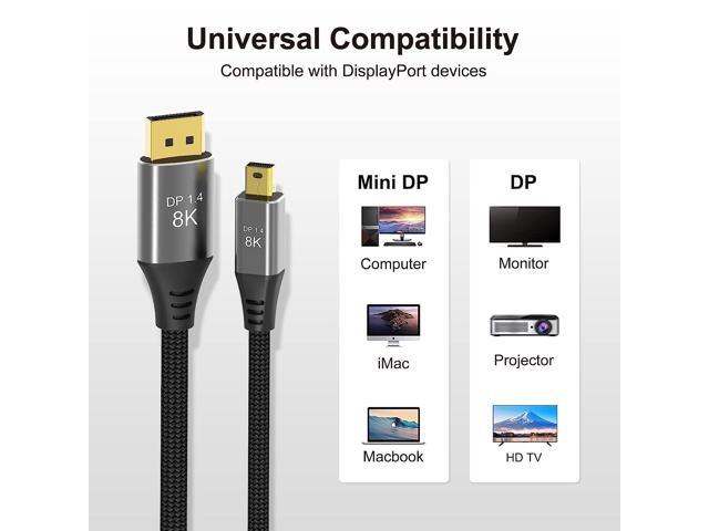 3.3ft (1m) VESA Certified Mini DisplayPort to DisplayPort 1.4 Cable ...