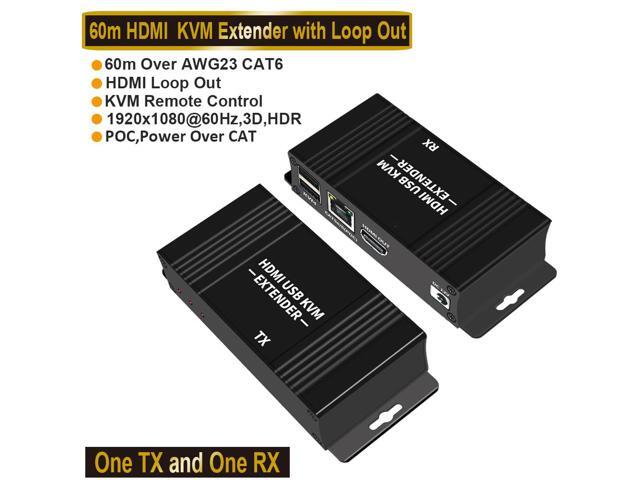 KVM 1080P HDMI Extender IP Over Single CAT6/7 Ethernet Cable Upto 196 ...