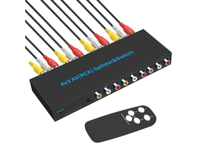 4 in 3 Out RCA Component Video Audio Splitter, 4-Way RCA Component ...