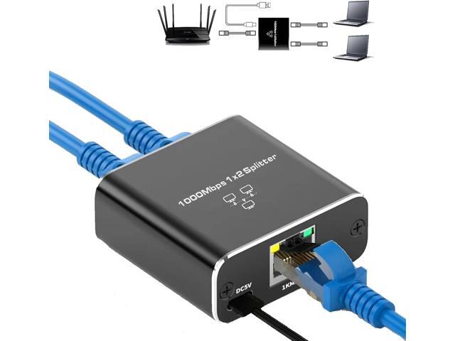 Gigabit Splitter Adapter,RJ45 Ethernet Splitter 1 to 2 Network Adapter ...