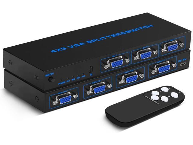 4X3 VGA Splitter Switcher, 4 VGA in 3 Out VGA Duplication Screen ...