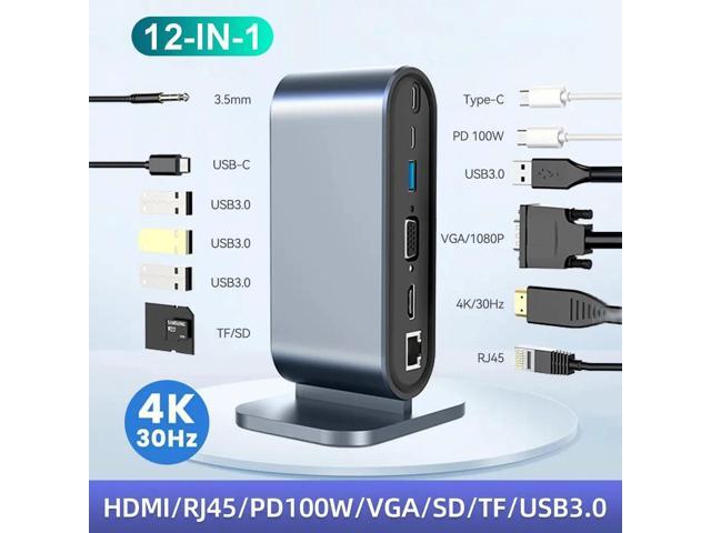 Vertical Laptop Docking Station, 12 in 1 USB C to HDMI Adapter with ...