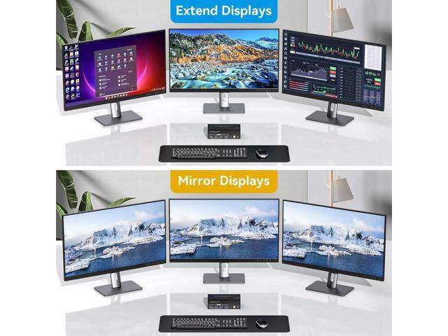 Displayport KVM Switch 3 Monitors 2 Computers, with 4 USB 3.0 Hub, 8K ...