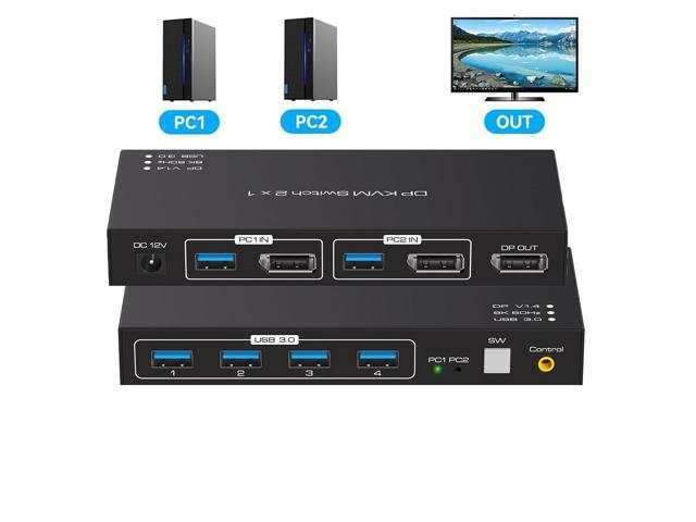 KVM Switch DisplayPort - DP KVM Switch for 1 Monitor 2 Computers to ...