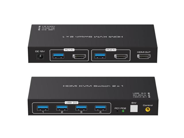 2X1 HDMI KVM Switch 1 Monitors 2 Computers Display Port 8K HDMI KVM ...