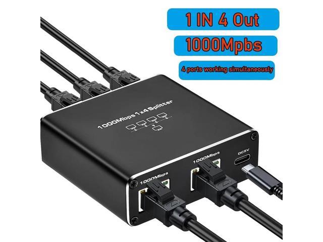 Ethernet Splitter 1 to 4 RJ45 Network Adapter, Suitable Super Cat5/5e/6 ...