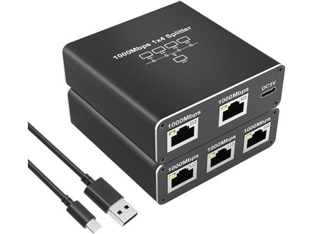 Gigabit Splitter Adapter,RJ45 Ethernet Splitter 1 to 4 Network Adapter ...