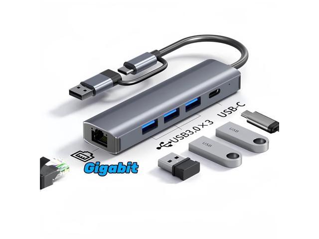 LUOM USB Hub, 5-in-1 USB to Network HUB with 3 USB 3.0 Data ...