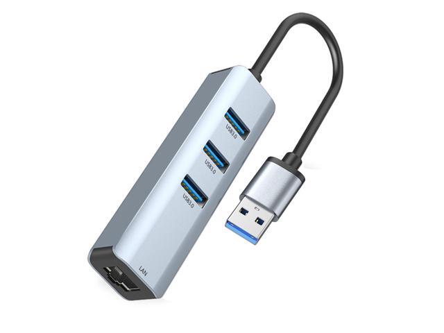 LUOM USB 3.0 to Ethernet Adapter, 4-in-1 Portable Data Hub USB Splitter ...