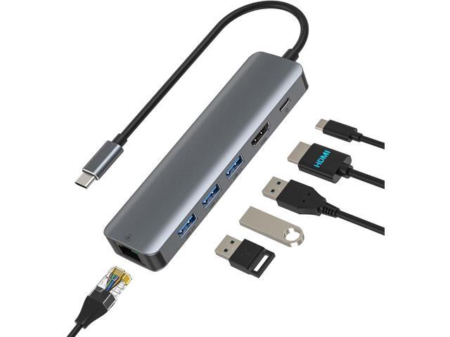 LUOM USB Hub, 6-in-1 USB to 1Gbps LAN Network HUB with 4K HDMI, 3*USB3 ...