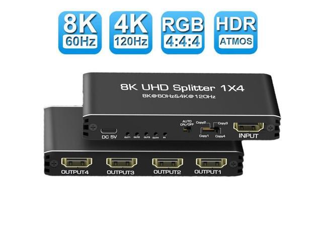 LUOM 8K@60Hz HDMI Splitter 1 in 4 Out, HDMI 2.1 Splitter Supports 4K@120Hz, EDID, 48 Gbps, VRR ...