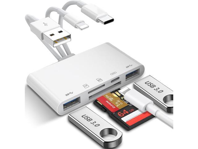 LUOM USB to SD TF Memory Card Reader, 5-in-1 Type C Camera Adapter ...