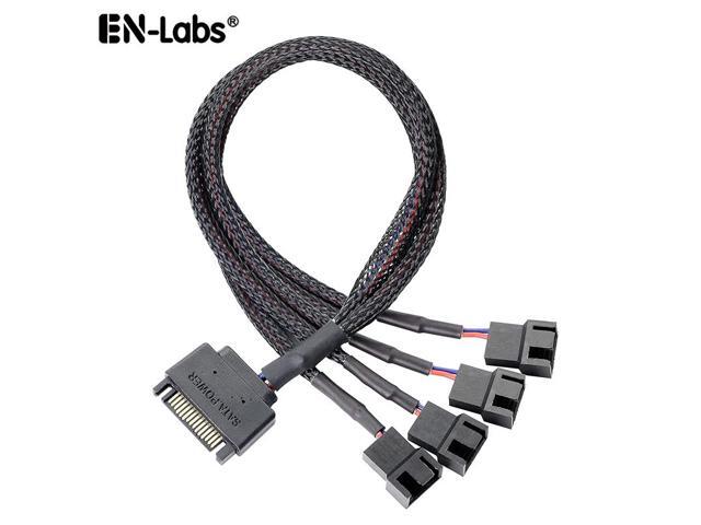 EN-Labs SATA to 3 Pin 4 Pin Fan Sleeved Power Splitter Cable Adapter ...